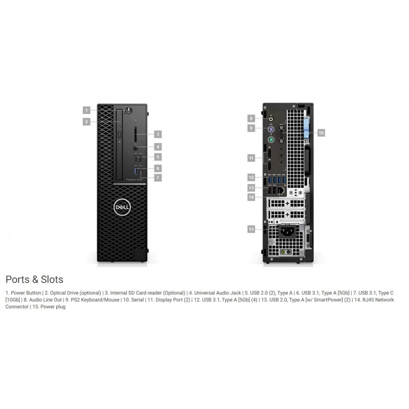 Desktop Dell Precision 3430 SFF Intel Xeon E-2174G 3.8GHz 32GB RAM 1TB ...